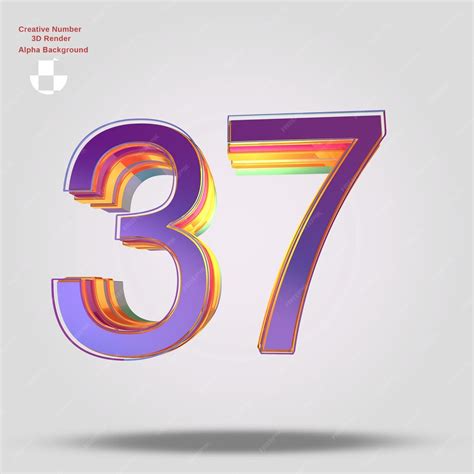 Premium Psd 3d Rendering Purple Number 37 For Design
