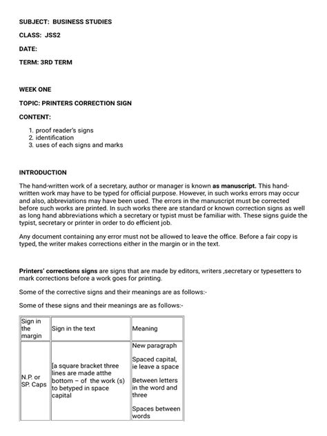 Printer Correction Signs Guide Pdf Proofreading Typography