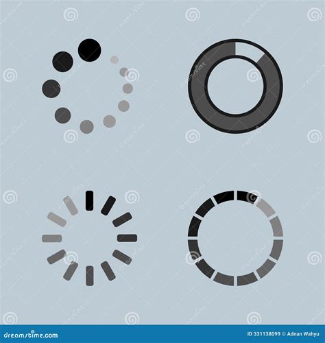 Circle Loading Progress Bars Dark Version Vector Illustration