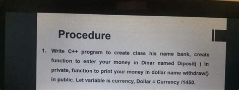 Solved Procedure Write C Program To Create Class His Chegg
