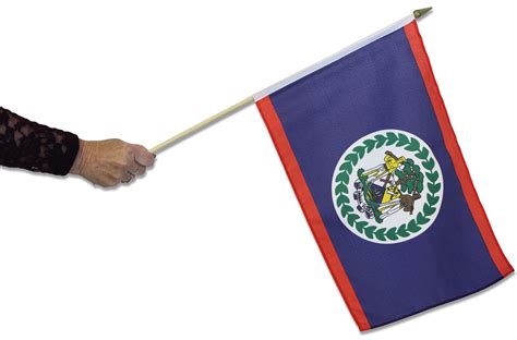 Belize Waving Flag Buy Belize Hand Flags At Flag And Bunting Store