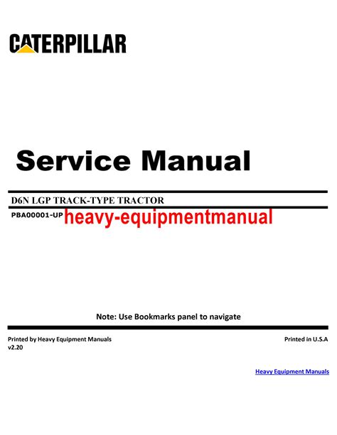 Caterpillar D6n Lgp Track Type Tractor Service Heavy Equipment Manual