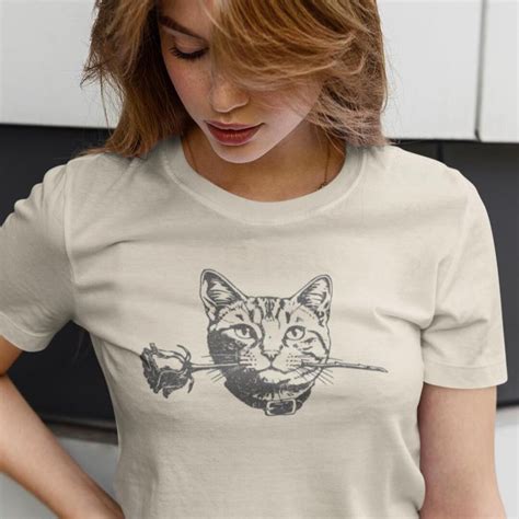 Vintage Tattoo Style Cat T Shirt Cat Lovers T Etsy