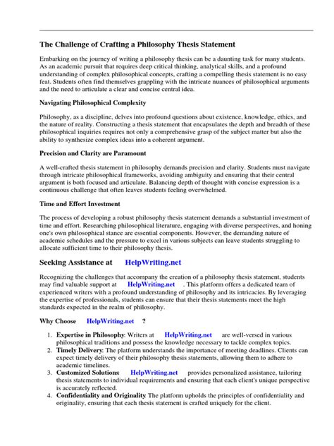 Example Thesis Statement For Philosophy Paper Pdf