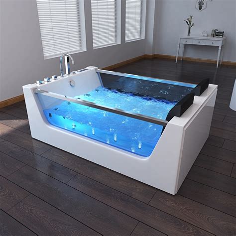 2 Person Jacuzzi Soaking Tubs Acrylic Bathtubs With Led Light