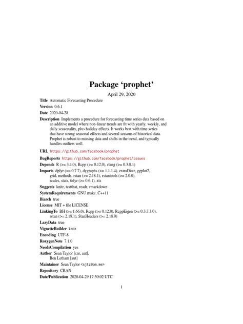 Package Prophet April 29 2020 Pdf Cross Validation Statistics