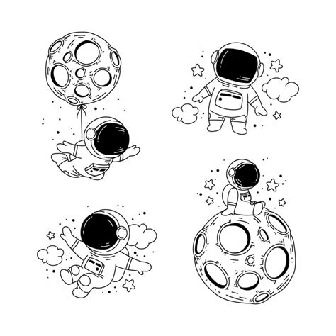 Collection Of Minimalist Hand Drawn Astronaut Tattoo 11159077 Vector
