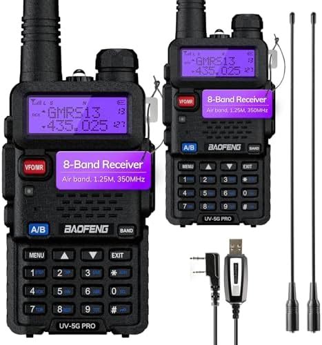 Baofeng Uv 5g Pro Gmrs Handheld Radio Uhf Vhf Airband 220mhz 350mhz Scanner