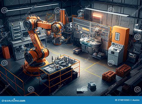 Robotic Assembly Product In Factory Automation Industry Created With Generative Ai Technology
