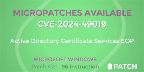 0patch Blog Micropatches Released For Active Directory Certificate