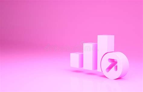 Pink Financial Growth Icon Isolated On Pink Background Increasing