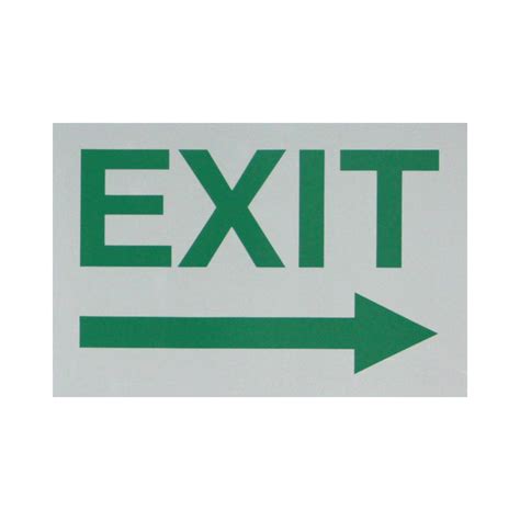 Exit Sign 8 X 12 Green On White Reflective Pvc Right Arrow