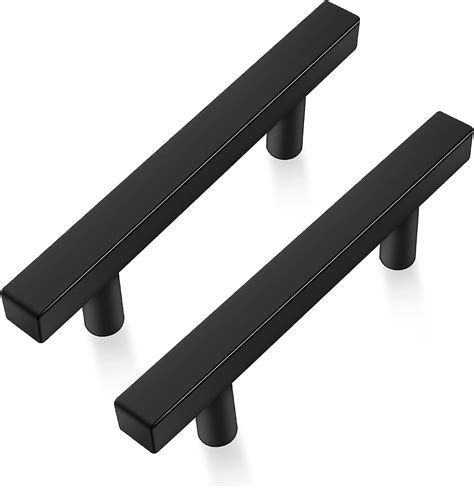 3 Inch Hole Center Matte Black Kitchecn Cabinet Handles 25 Pack Square