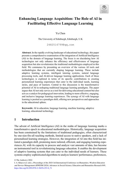 Pdf Enhancing Language Acquisition The Role Of Ai In Facilitating Effective Language Learning