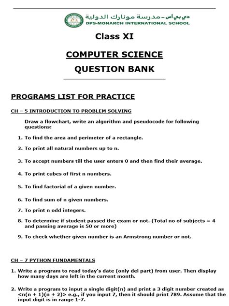 Computer Science Grade 11 Question Bank Pdf Reserved Word Data Type