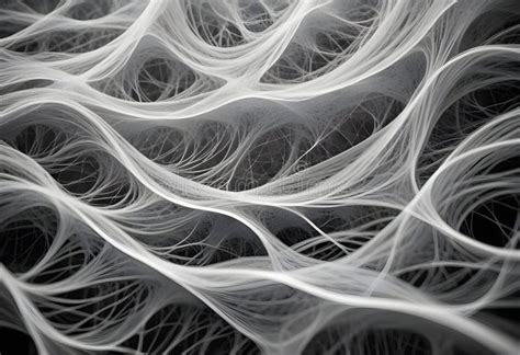 Fabric Fibers Viewed Through A Microscope Abstract Black And White