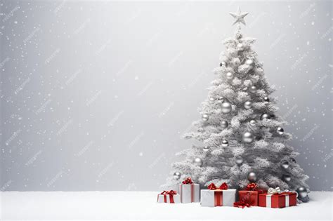 Beautiful Christmas Tree White Background Premium Ai Generated Image