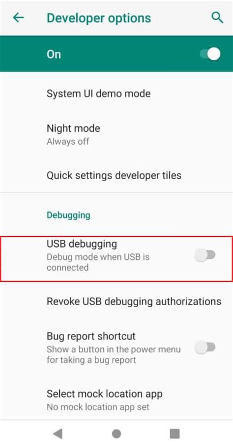 panduan cara mengaktifkan pengaturan mode debug android version 9