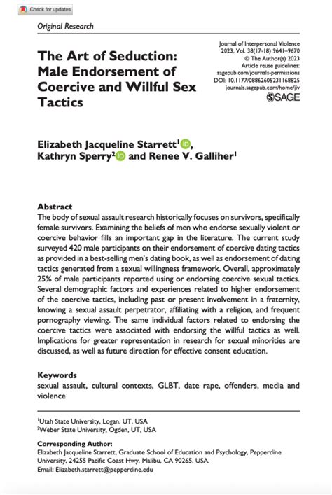 The Art Of Seduction Male Endorsement Of Coercive And Willful Sex