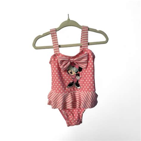 Disney Swim Disney Minnie Mouse Pink And White Polka Dot