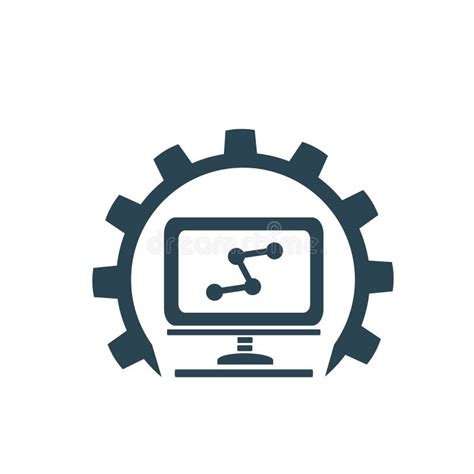 Vector Illustration Computer Icon And Gears Stock Vector