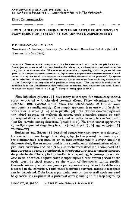 Pdf Simultaneous Determination Of Multiple Components In Flow Injection Systems By Square Wave
