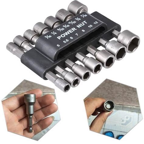 14pcs Power Nut Driver Drill Bit Set 5 12mm Hexagonal Shank Hex Nut