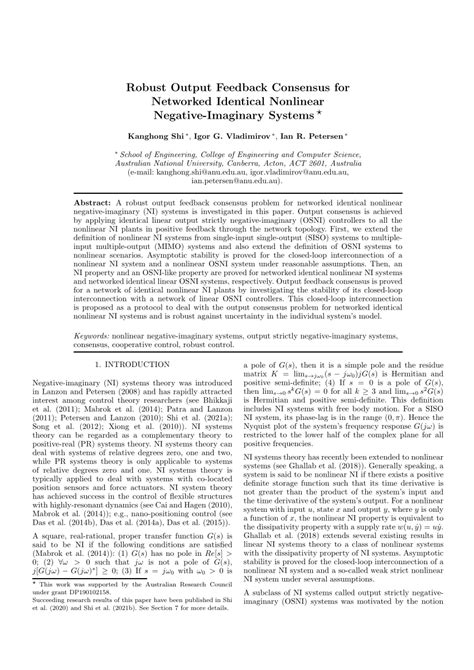Pdf Robust Output Feedback Consensus For Networked Identical