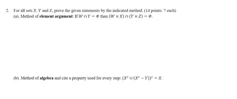 Solved For All Sets Xy And Z Prove The Given Statements By