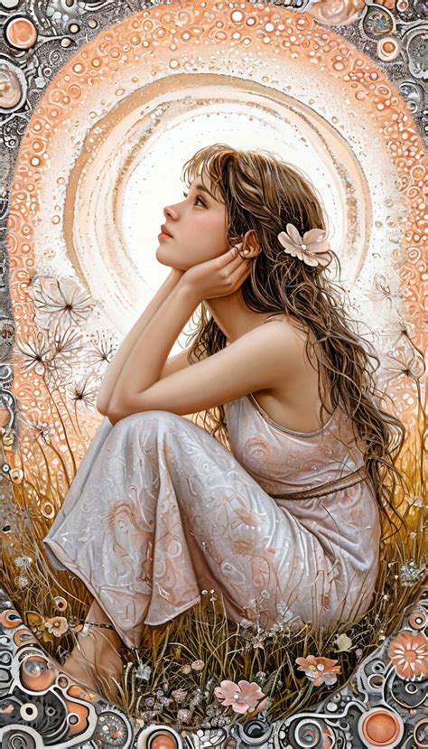 🌬️ Dmt Dipobottom View A Pensive Angel Girl Leaning Her Head On Her