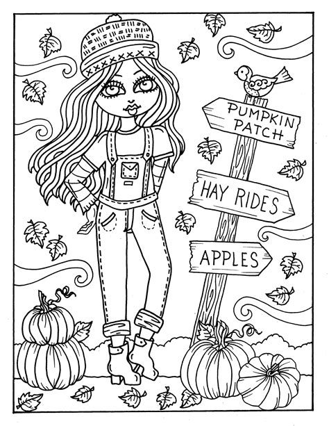 7 Pages Fall Girls Digital Coloring Pages Digi Color Page Etsy Uk