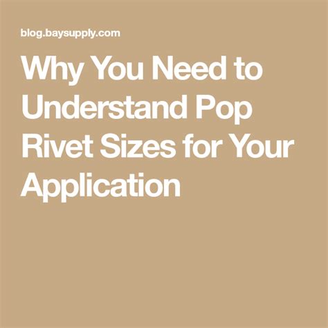 Understanding Pop Rivet Sizes For Your Application