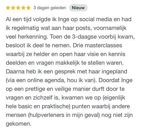 ⭐️⭐️⭐️⭐️⭐️ Inge Mol