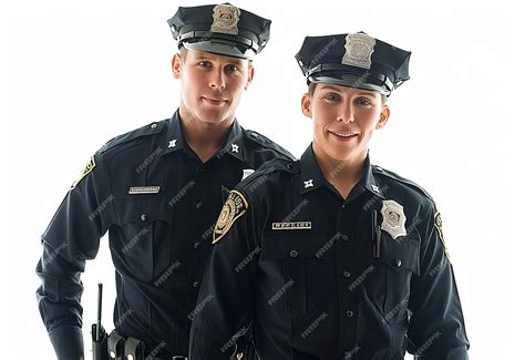 Premium Photo Two Police Officers Posing For A Photo With A Gun In