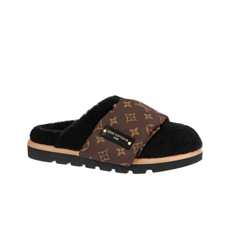 W 루이비통 슬리퍼 필로우 플랫 컴포트 뮬 모노그램 블랙 Louis Vuitton Kream