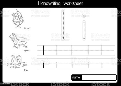 알파벳 문자 I 어퍼 케이스 또는 영어 학습 연습 Abc에 대 한 대 문자의 흑백 벡터 그림 0명에 대한 스톡 벡터 아트 및 기타 이미지 Istock