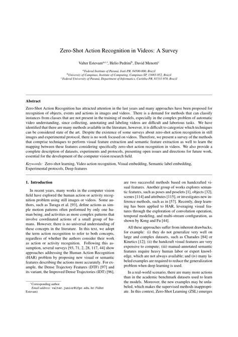 Pdf Zero Shot Action Recognition In Videos A Survey