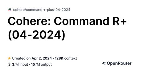 Command R 04 2024 Api Providers Stats Openrouter