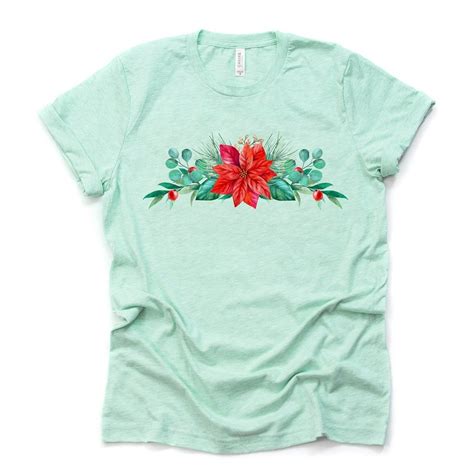 Christmas Tee Pretty Watercolor Poinsettia Christmas Poinsettia