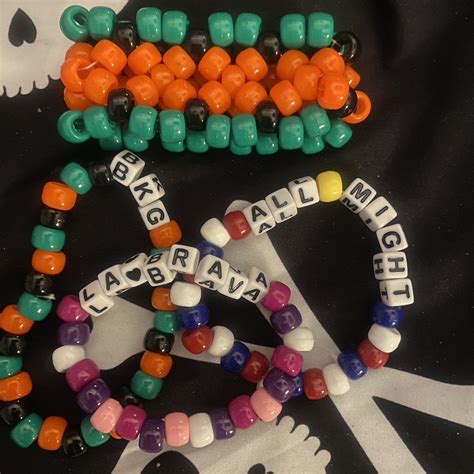 Mha Themed Kandi 3 Singles And A Bakugo Cuff If Depop