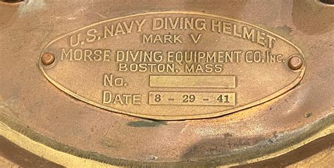 1941 Us Navy Replica Diving Helmet Mark V With Custom Wooden Stand For