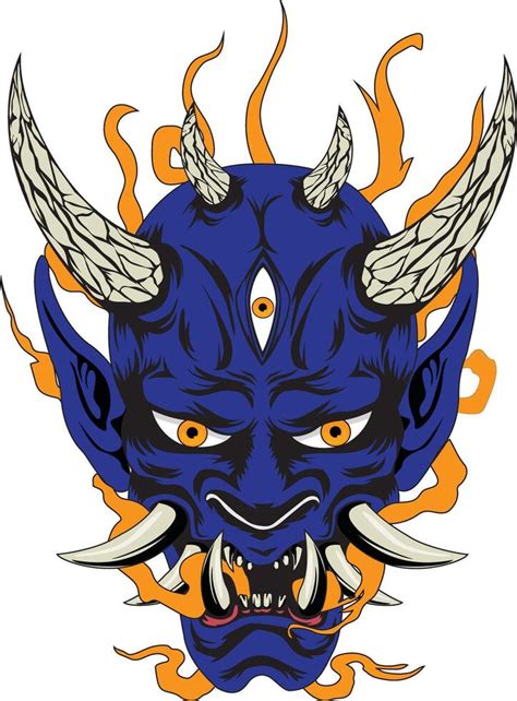 Japanese Blue Devil Ghost Oni Mask 56962446 Vector Art At Vecteezy