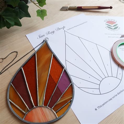 Sun Ray Drop Stained Glass Pattern Stained Glass Patterns Etsy