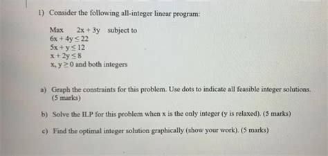 Solved 1 Consider The Following All Integer Linear Program