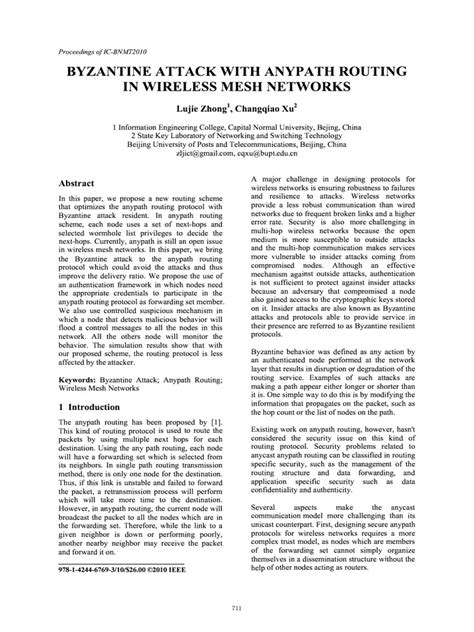 Byzantine Attack With Anypath Routing In Wireless Mesh Networks Pdf Routing Computer Network