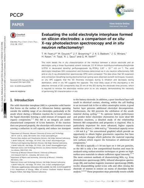 Pdf Evaluating The Solid Electrolyte Interphase Formed On Silicon