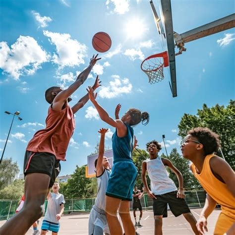 Free Outdoor Basketball Game Image Basketball Outdoor Players