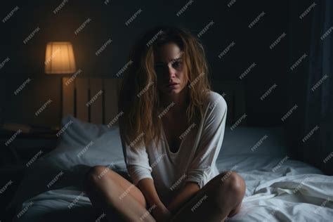 Premium Ai Image Low Light Depressed Woman Sitting Alone On The Bed