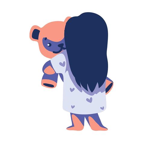 Girl With Teddy 11204521 Vector Art At Vecteezy