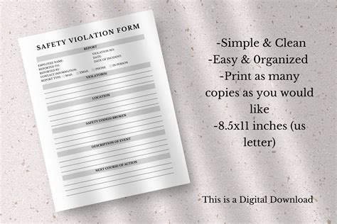 Editable Safety Violation Form Template Safety Violation Form